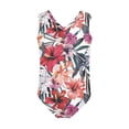 Gbsyewxs Girls Swimsuit Sleeveless V Neck Floral Print Rashguard Quick ...