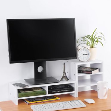 Monitor Stand Riser Desk Storage Rack Space Saving Computer Heightened ...