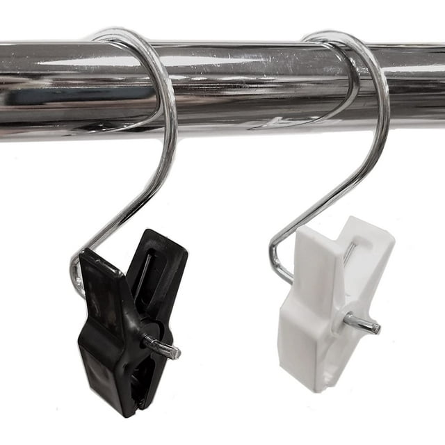 Black S Hook with Clip - Strong Jumbo Hanging Pinch Grips to Hang Items ...