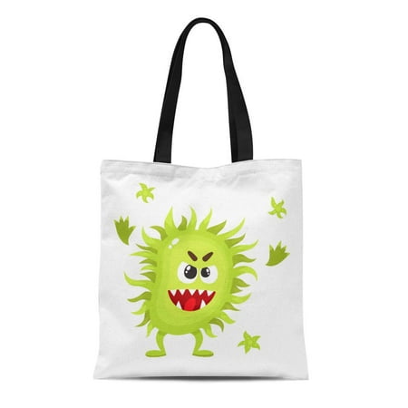 JSDART Canvas Tote Bag Ugly Green Virus Germ Bacteria Character Human ...