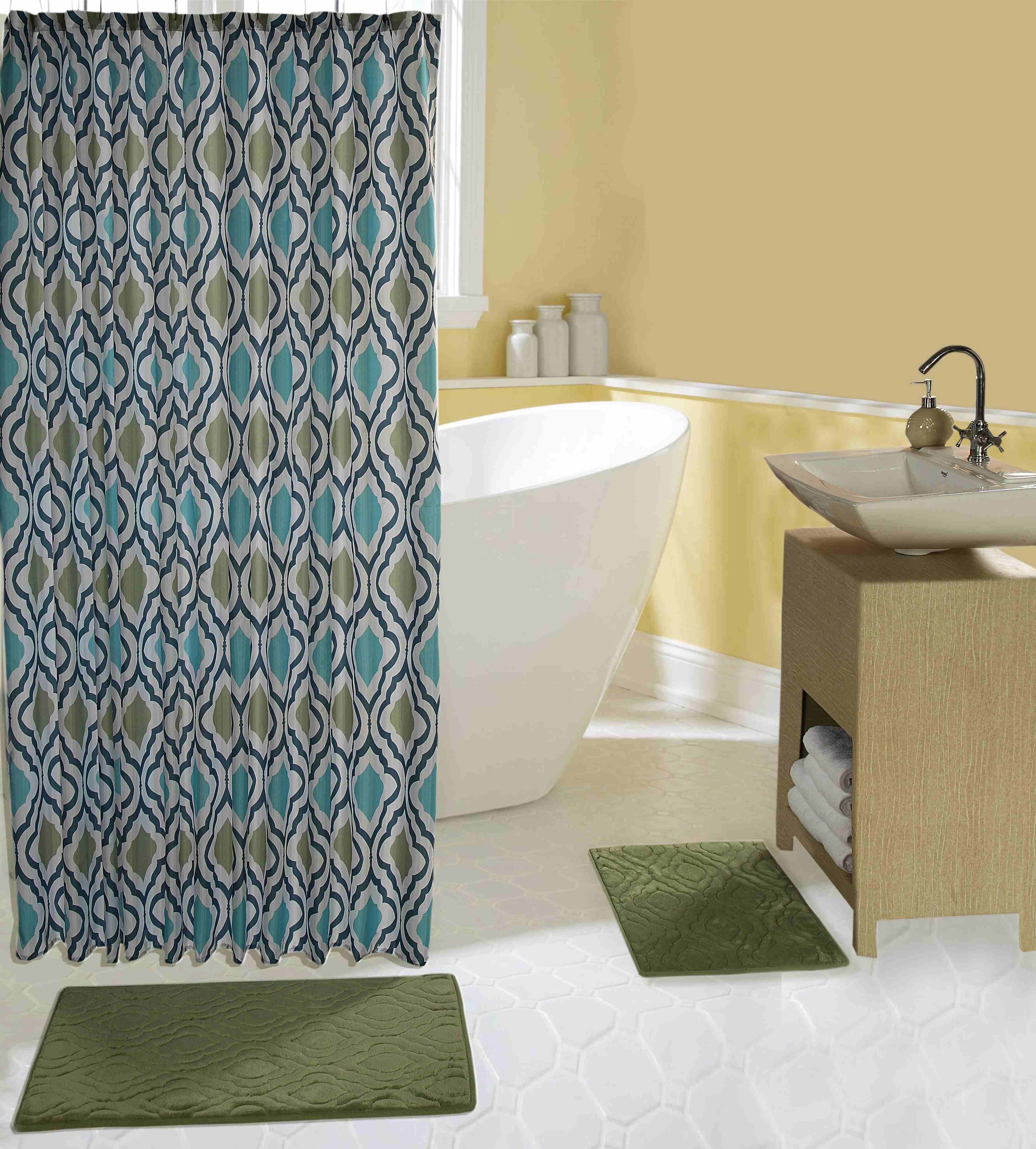 Chesapeake Sage Falcon 15pc Bath Set, 2 Memory Foam Bath Mats, Shower ...