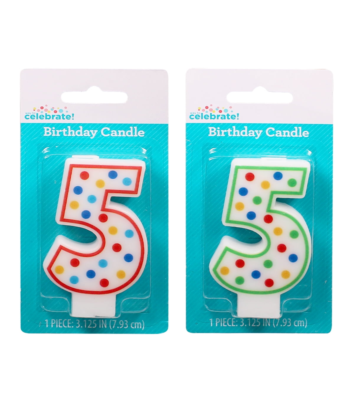 WAY TO CELEBRATE! Assorted Colors Birthday Candle, Number 5 - Walmart.com