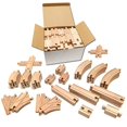 Tiny Conductors Wooden Train Set - 52-Piece Train Track Collection ...