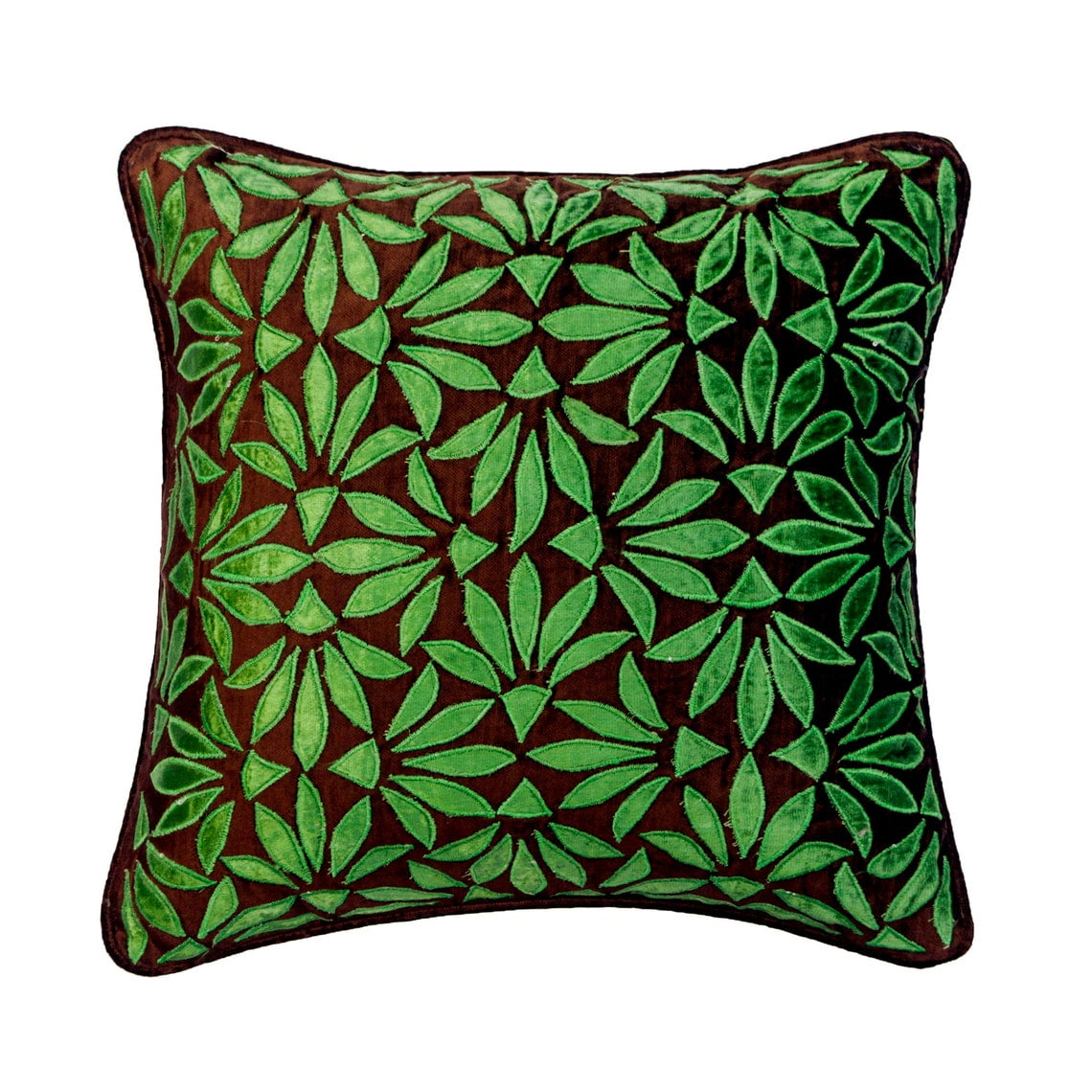 Throw Pillow Cover With Zipper, Green 16"x16" (40x40 cm) Throw Pillow Cover, Velvet Applique ...