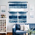 Blue Abstract Wave Kitchen Curtains Valance and Tier Set Watercolor ...