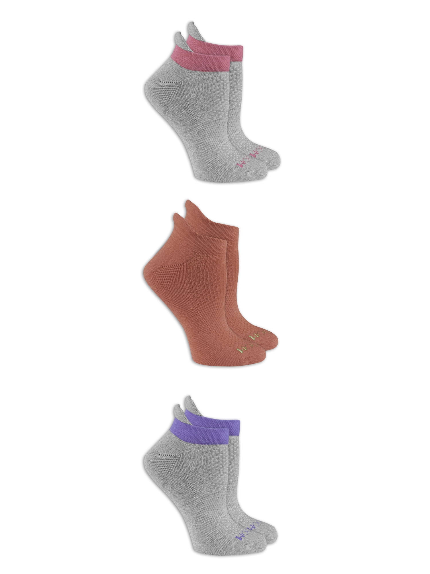 Breathable No Show Socks with Tab and Arch Support, 3 Pair - Walmart.com