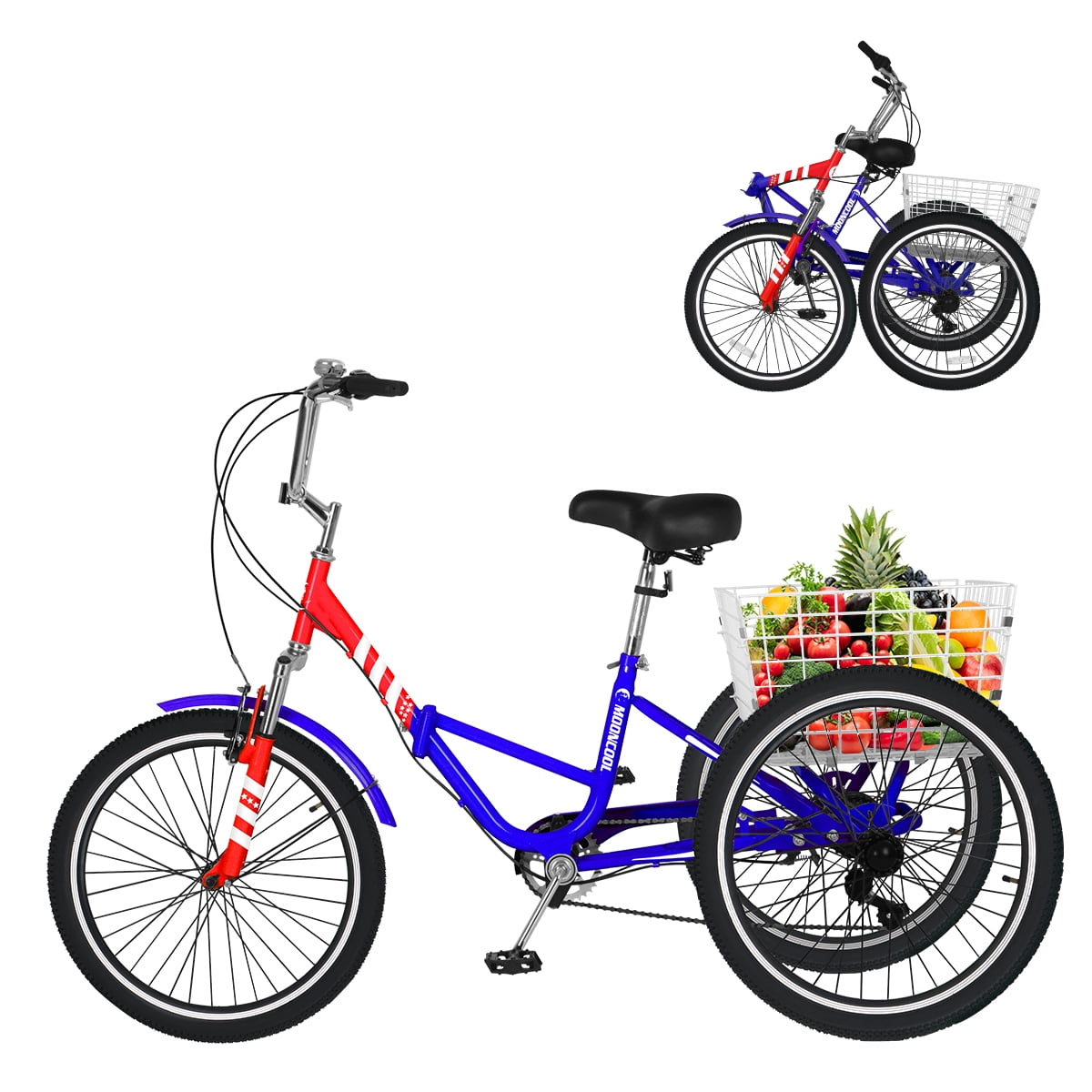 ABORON 20 inch 7 Speed Adult Folding Tricycles , 3-Wheels Cruiser Bike ...