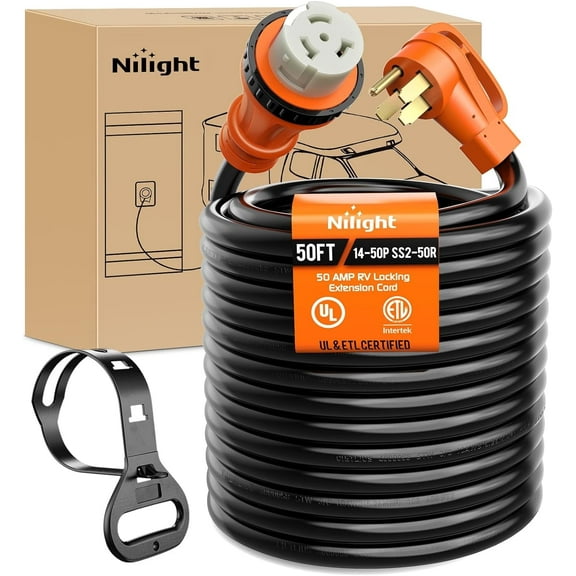 Nilight 100FT 50 Amp RV Extension Cord 250V Heavy Duty 6/3+8/1 Gauge ...