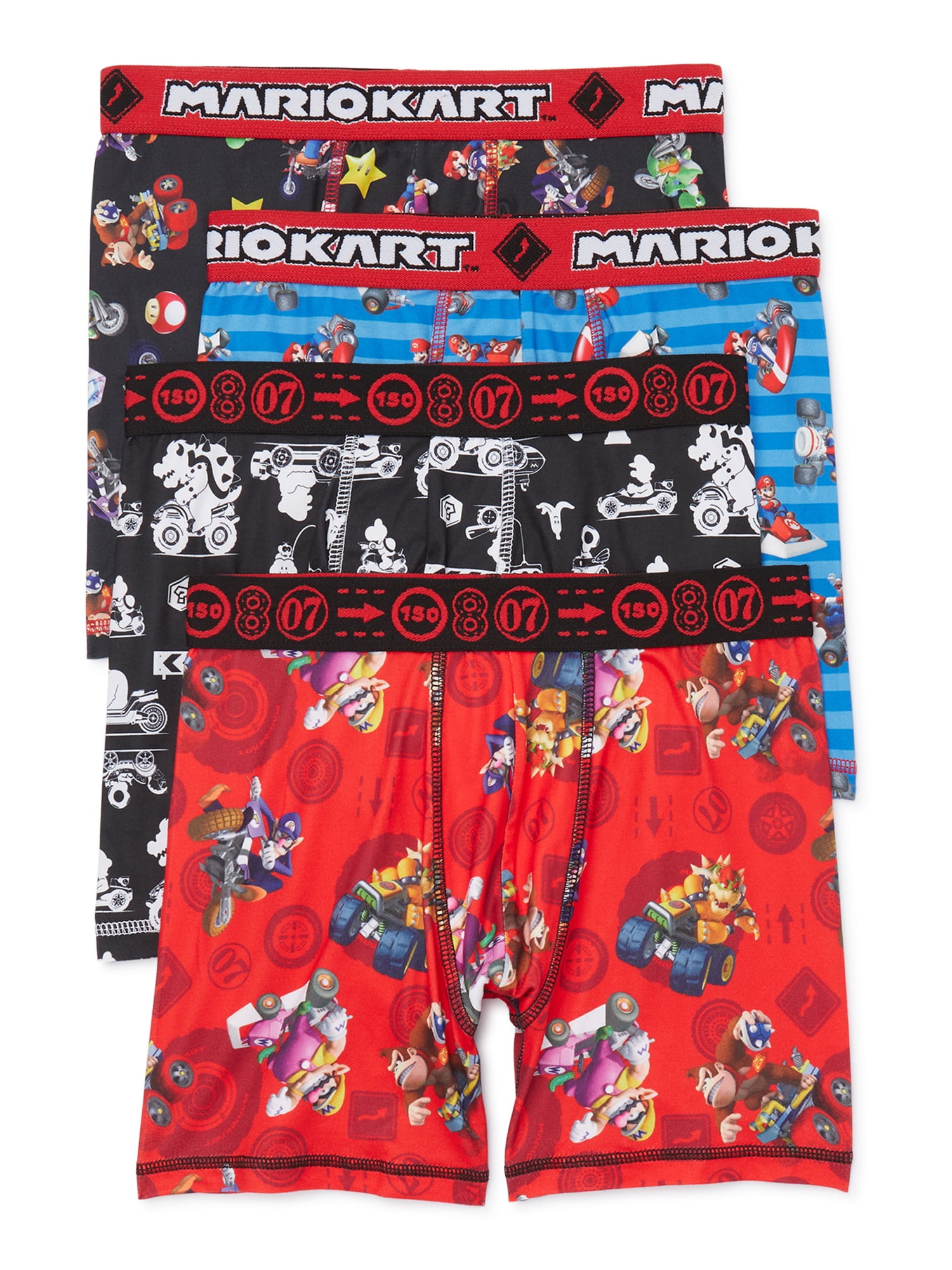 Nintendo Mario Kart Boys Boxer Brief Underwear, 4-Pack, Sizes 4-14 ...
