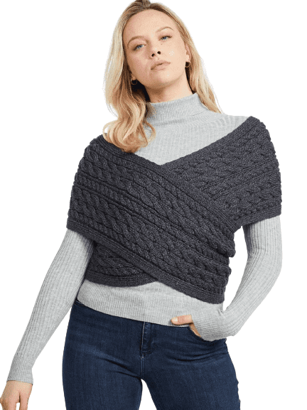 Aran Crossover Wrap 100% Premium Merino Wool Cable Sweater Made in ...