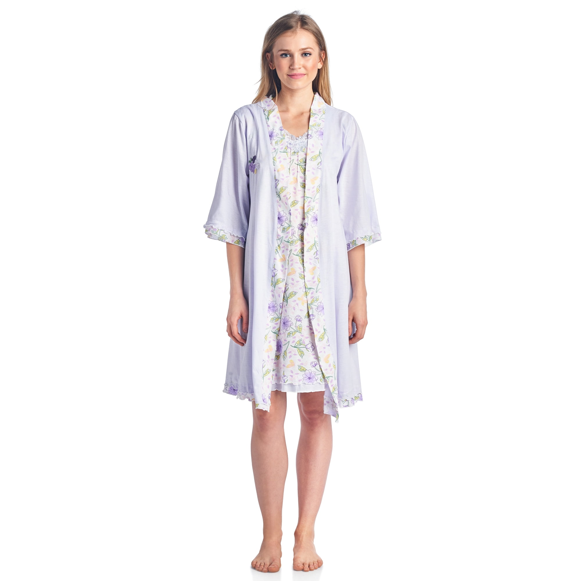 Casual Nights Women's Sleepwear 2 Piece Nightgown and Robe Set ...