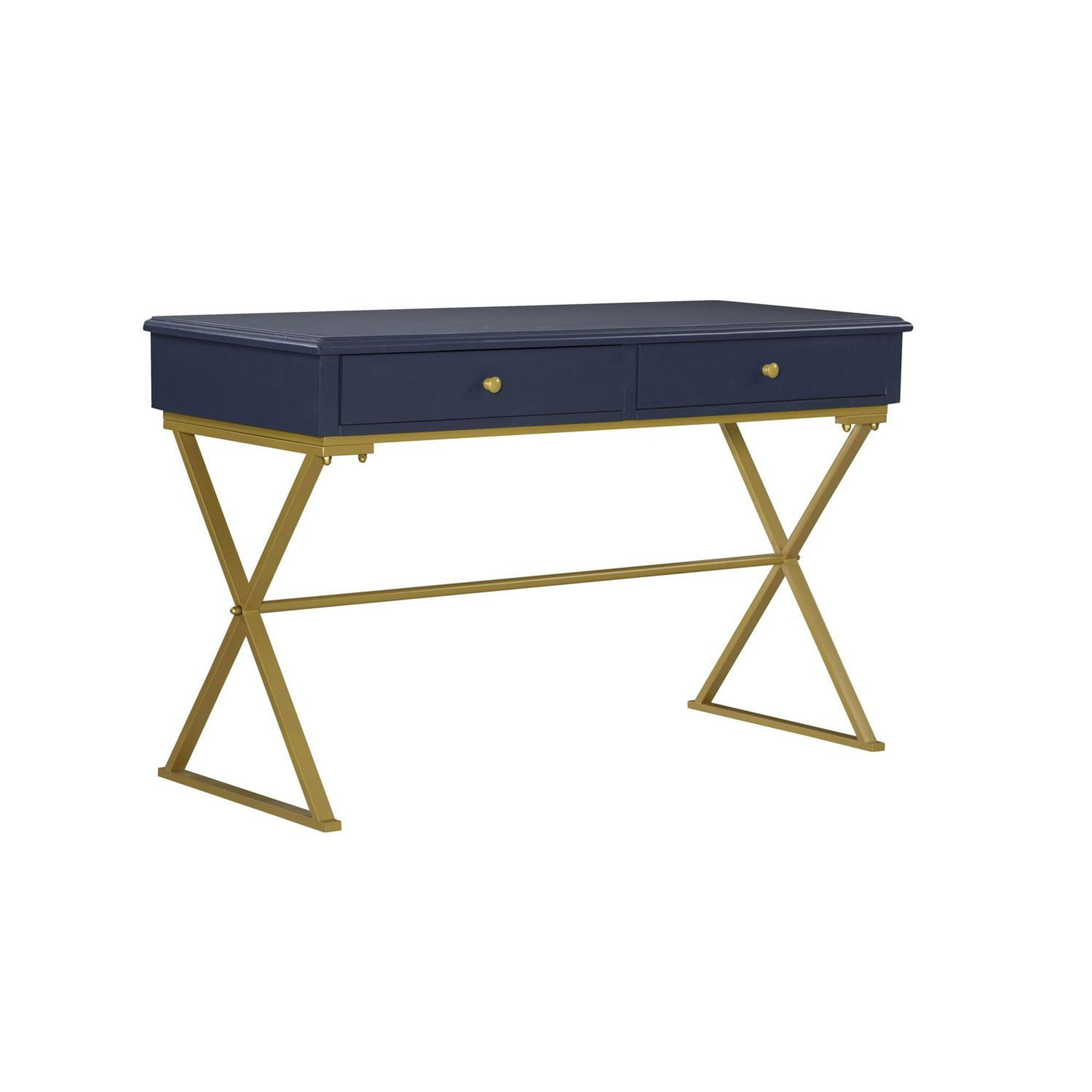 Click here for Linon Parker Blue And Gold Campaign Desk prices