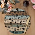 Black Paw Print Round Placemats Set of 4, Braided Polypropylene Place ...