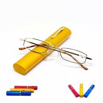 EYE ZOOM 2 Pack Compact Metal Rimless Reading Glasses with Light Slim ...