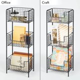 mDesign Steel Freestanding 3-Tier Storage Organizer Tower with Baskets ...