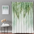 Bathroom Shower Curtain Watercolor Palm Leaves Green Gradient ...