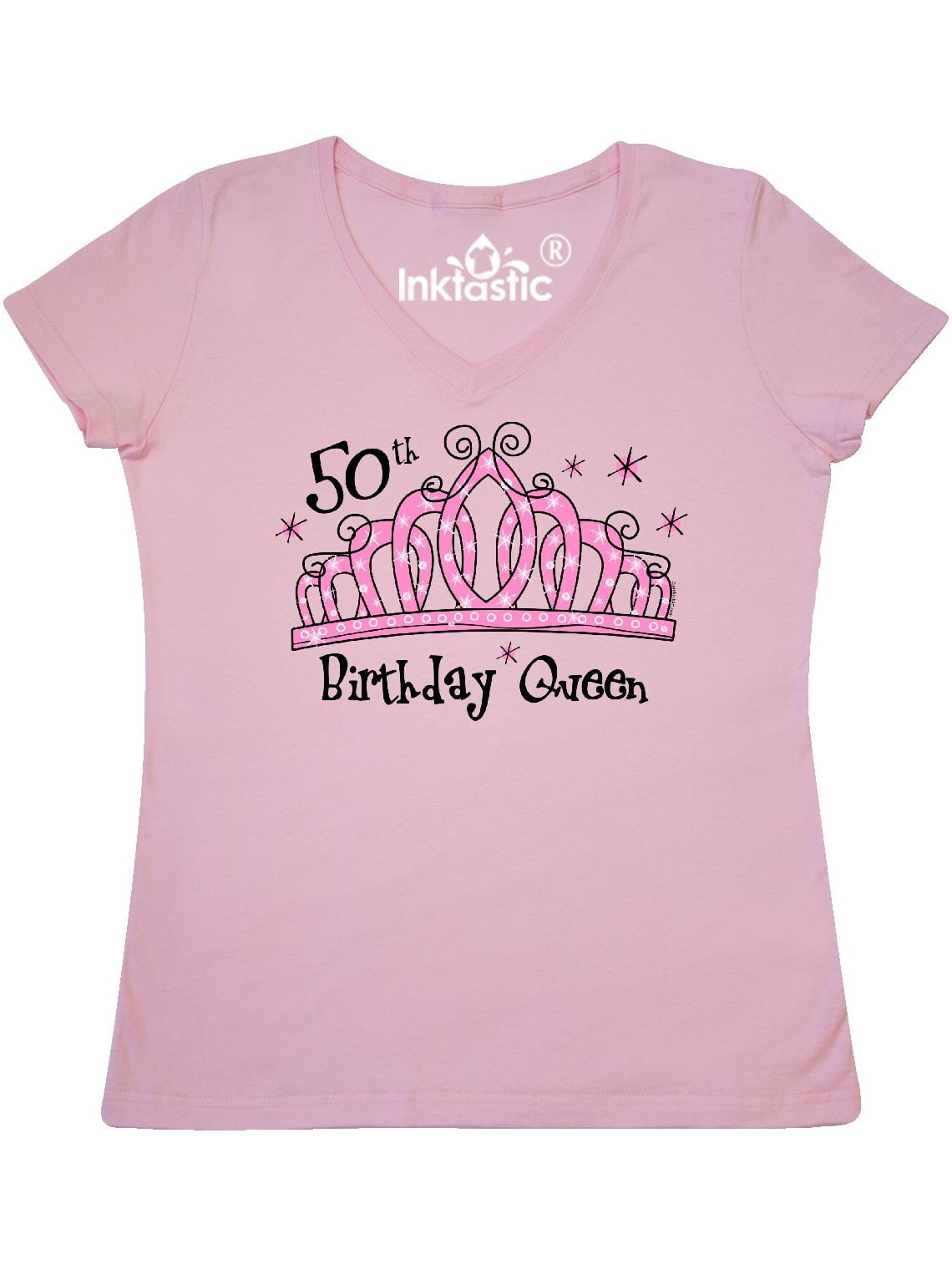 Inktastic Tiara 50th Birthday Queen Womens V Neck T Shirt Walmart