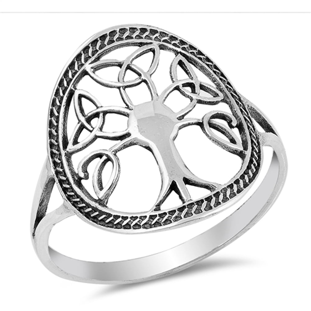Oxidized Celtic Knot Tree of Life Filigree Ring Sterling Silver Band ...