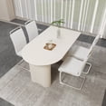 63 "medieval modern cream style MDF dining table and PU armless dining ...