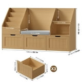 Homfa Kids Bookshelf with Reading Nook & 3 Movable Drawers, 2 Cube ...