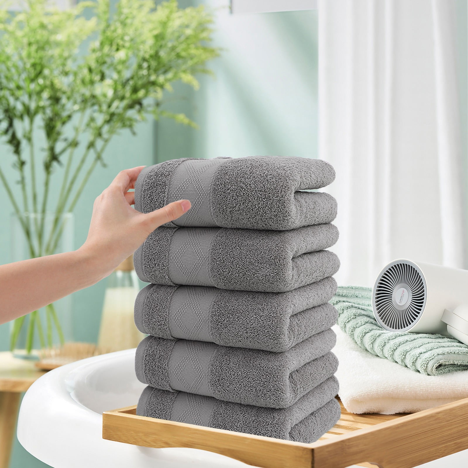 Click here for Yotquski 5 Piece Towel Set  Super Absorbent Washcl... prices