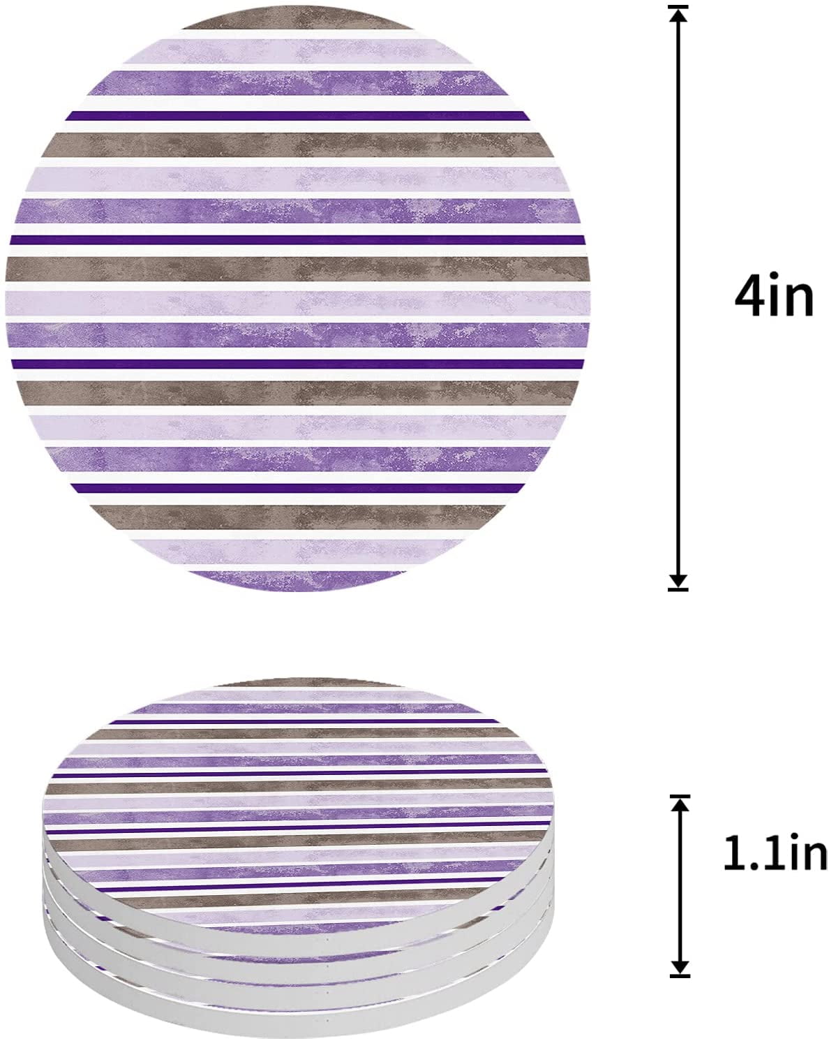 ZHANZZK Purple Watercolor Gradient Texture Set of 8 Round Coaster for ...