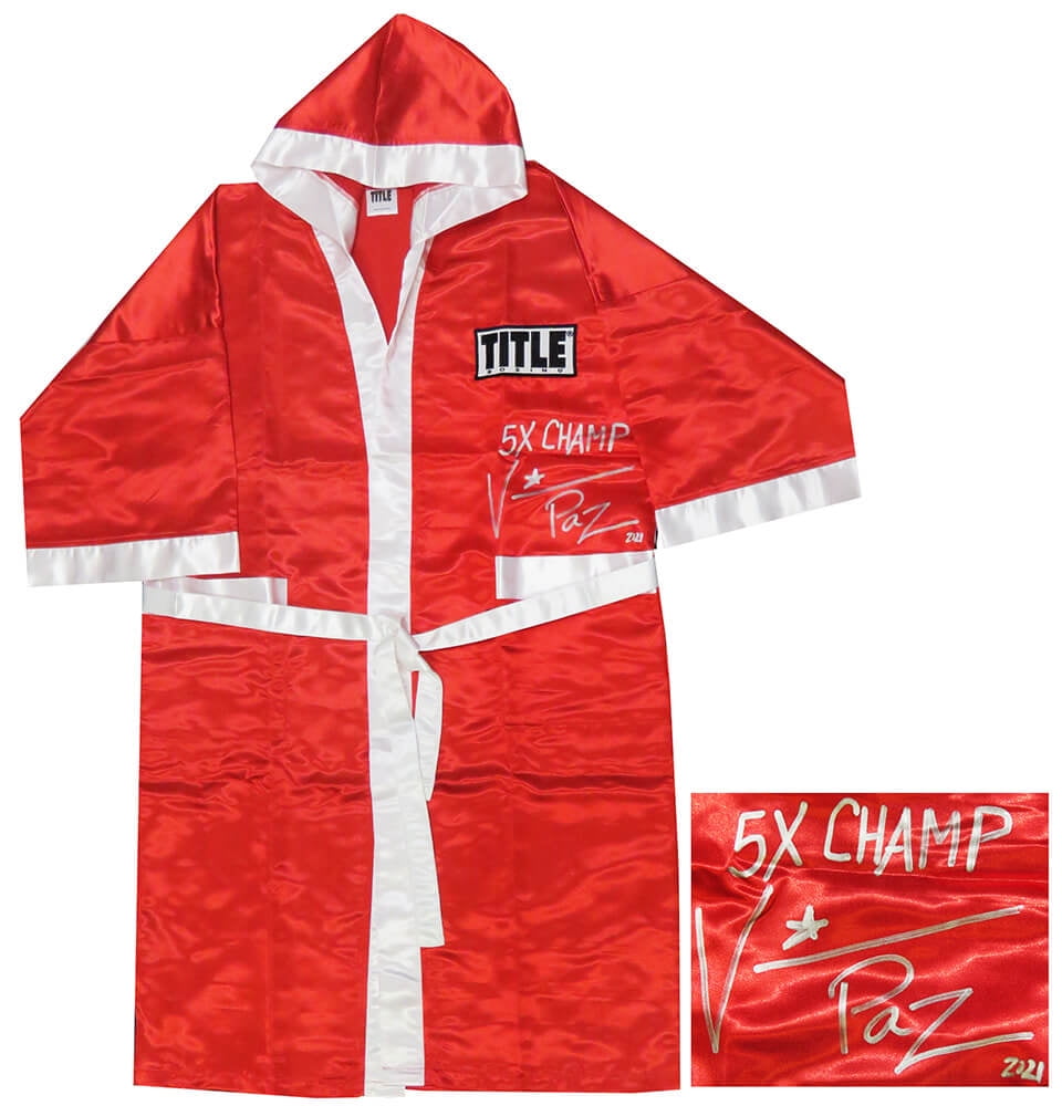 Vinny 'Paz' Pazienza Signed Title Red Boxing Robe w/5x Champ - Walmart.com