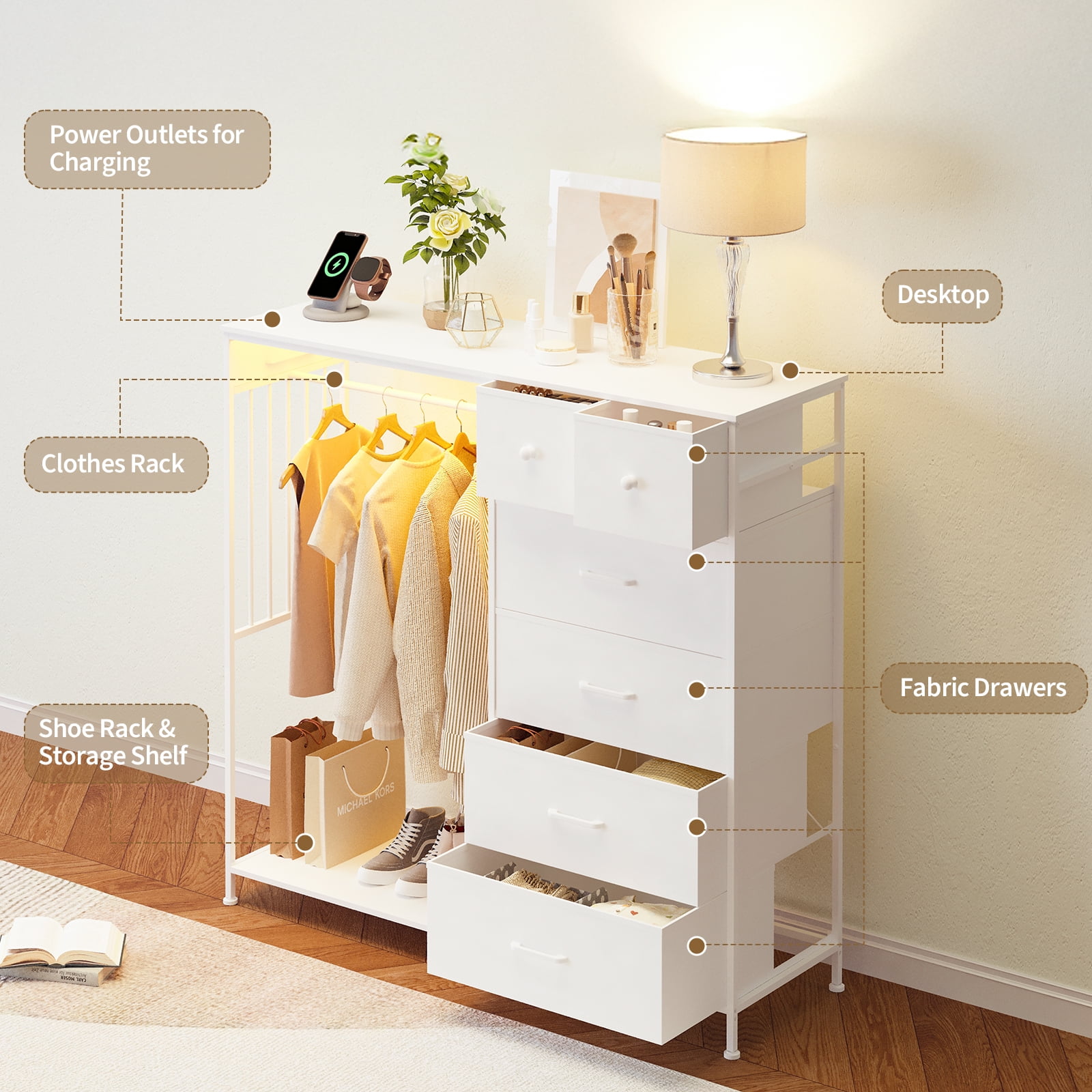 Click here for Edtara Tall Storage Tower For Bedroom  49.2 Dresse... prices