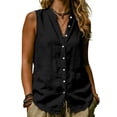 AGWOLF V Neck Vest Tops for Women Loose Fit Sleeveless Button Down ...