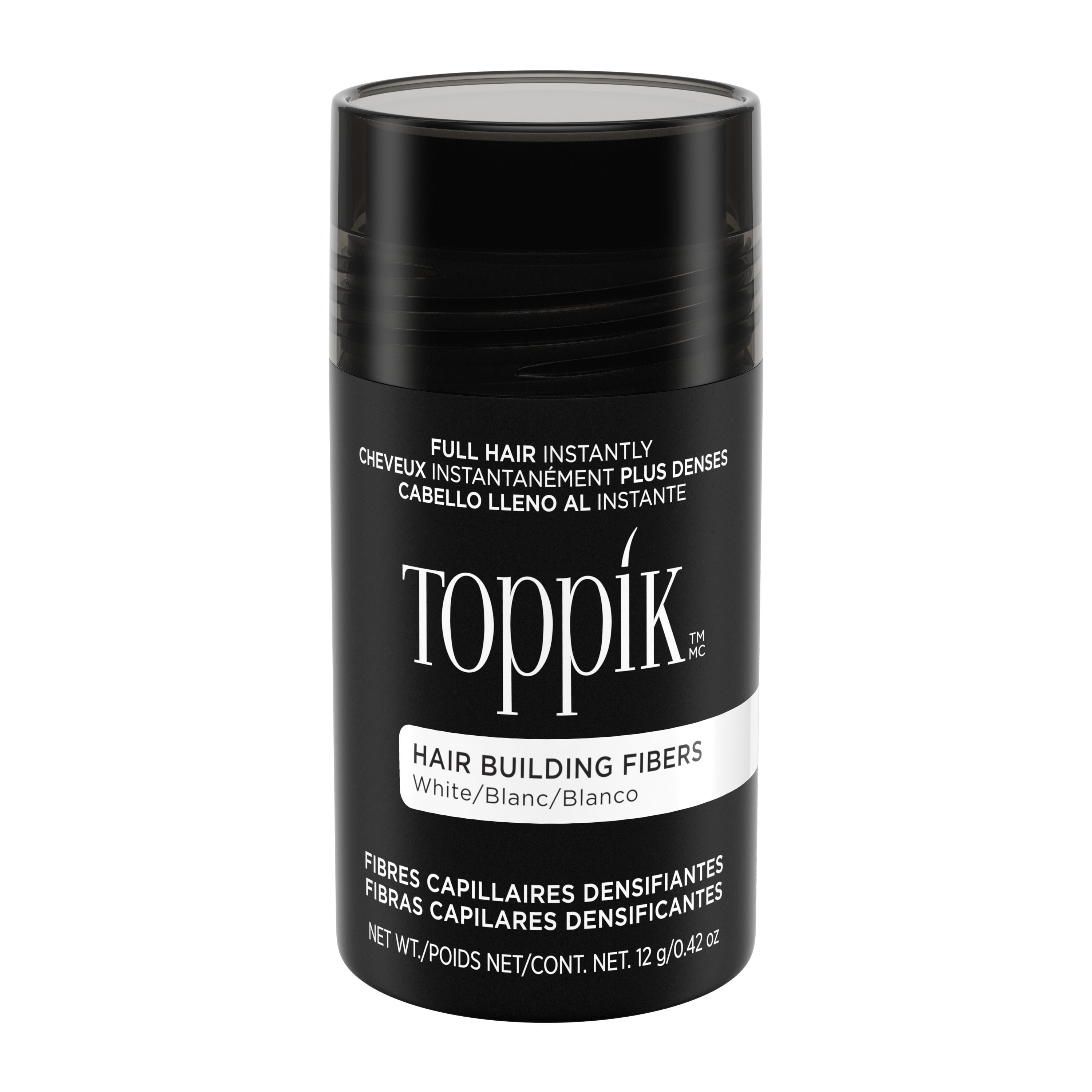 Toppik Hair Building Fibers, White, 12g | Fill In Fine or Thinning Hair ...