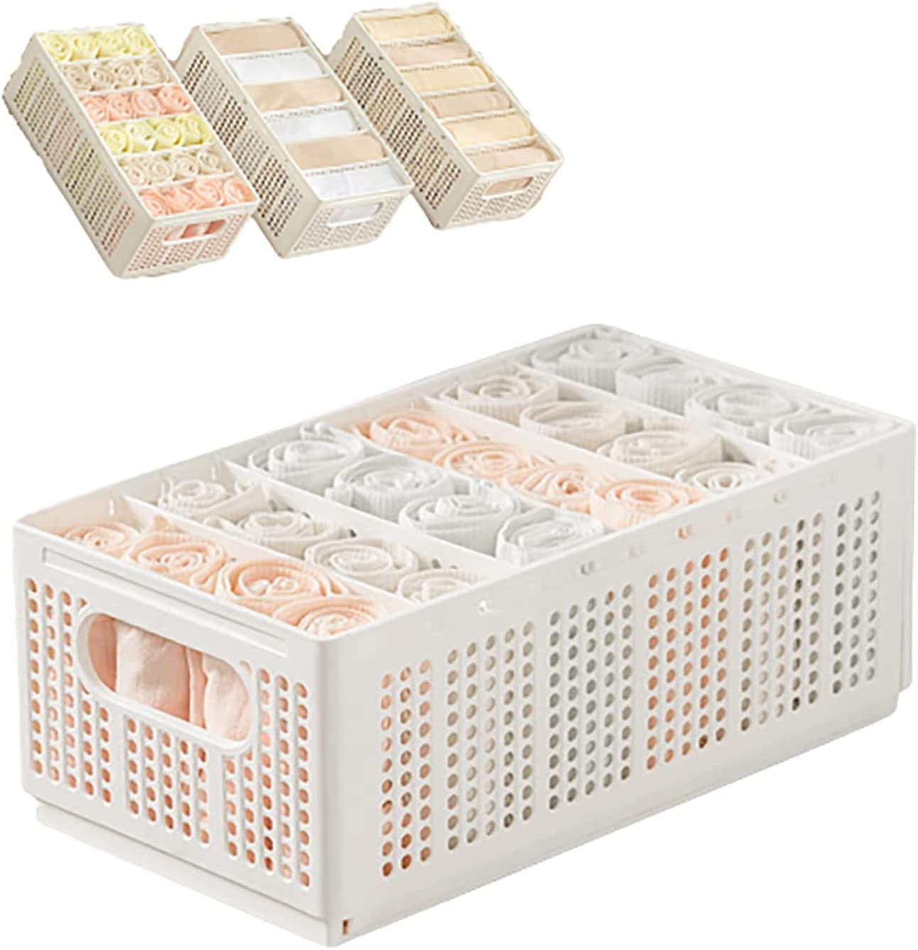 Tutuviw Plastic Foldable Wardrobe Storage Box,6 Grids Wardrobe Closet ...