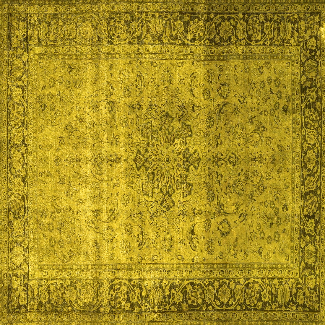 Ahgly Company Indoor Square Persian Yellow Traditional Area Rugs, 4 ...