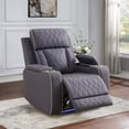 MAYEERTY Single Recliner Chair, Leather Recliner with LED Lights, USB ...