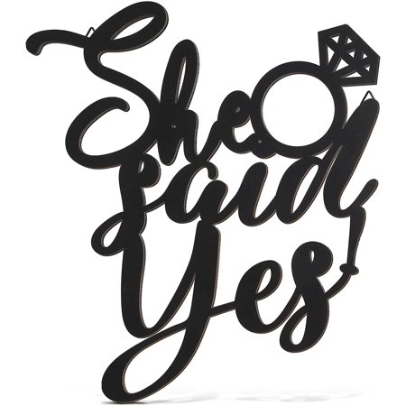 She Said Yes Wall Sign Rustic Engaged Hanging Sign Black Letter Wall ...