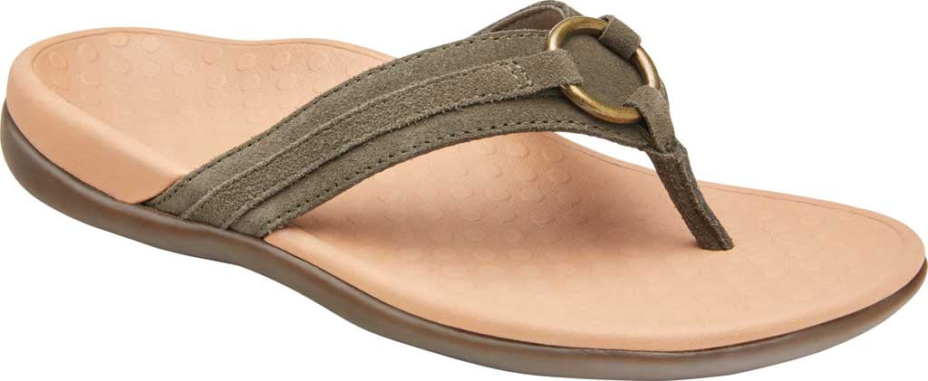 Women's Vionic Tide Aloe Thong Sandal Olive Leather 6 M - Walmart.com