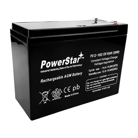 12 Volt 10 AH Rechargeable Sealed Lead Acid Battery (SLA) F2 .250 12v ...