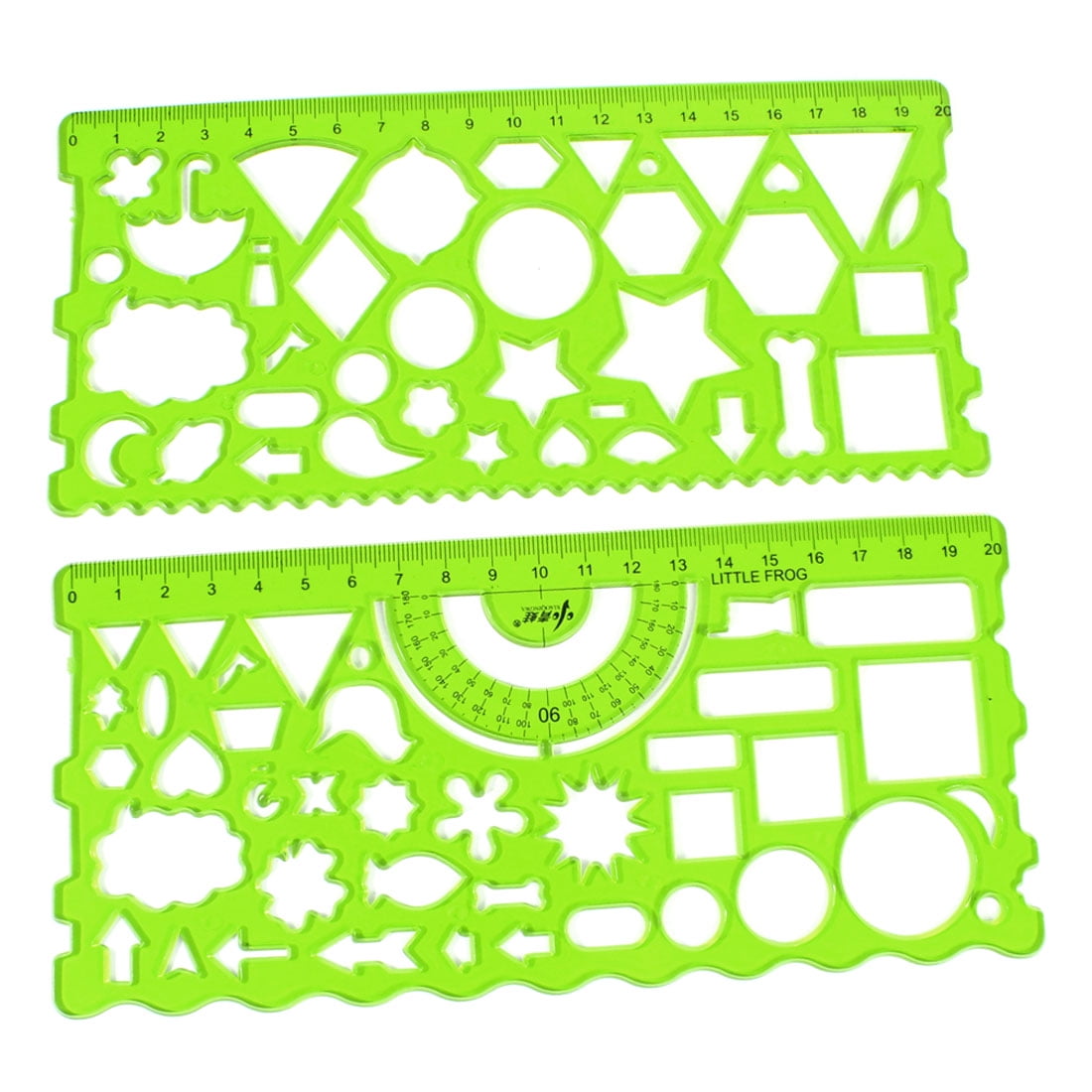 2 Pcs Clear Green Circle Triangle Square Rectangle Template Drawing ...