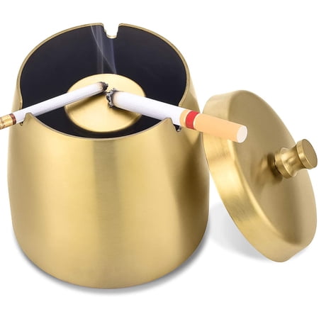 Surrme Rare pearl Outdoor ashtray with lid Large stainless steel wind ...