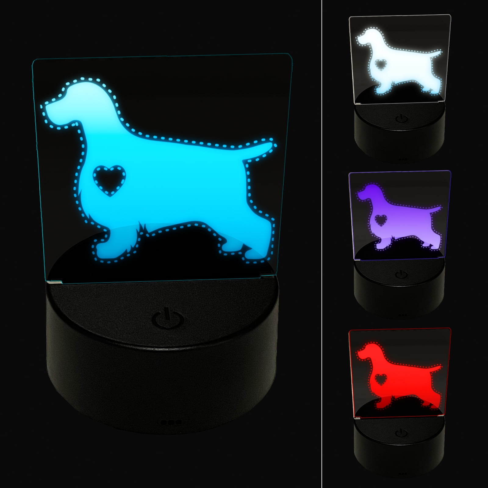 English Cocker Spaniel Dog with Heart LED Night Light Sign 3D Illusion ...