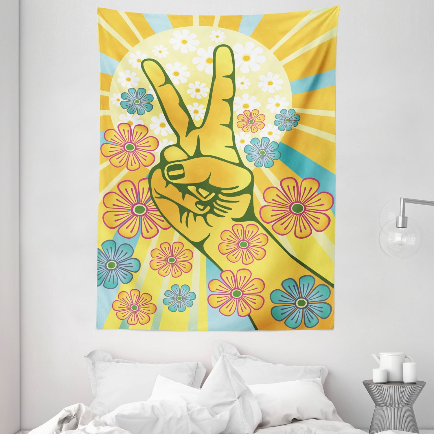 Groovy Decorations Wall Hanging Tapestry, Hand Gesturing Symbol of ...