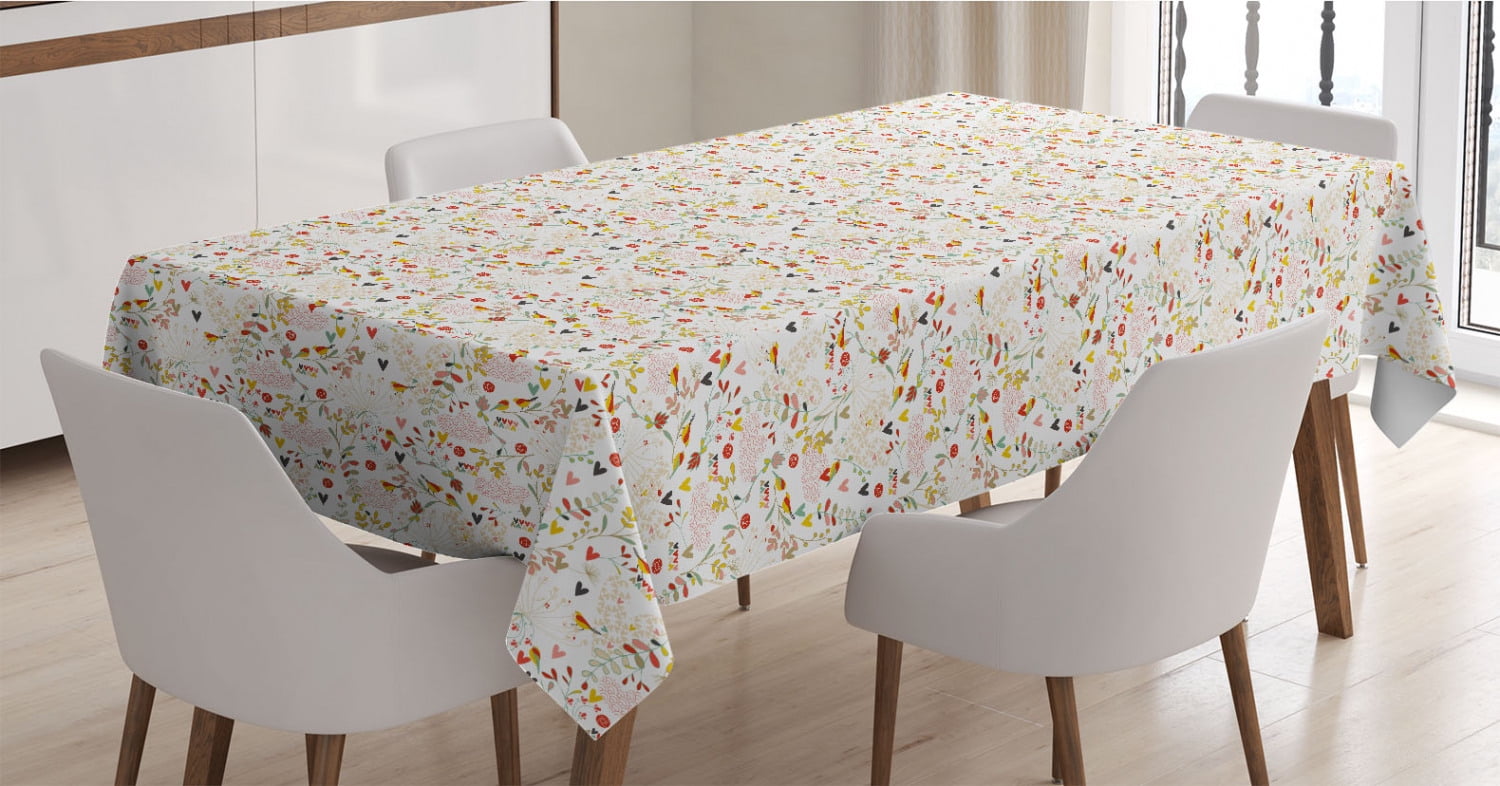Cartoon Tablecloth, Colorful Heart Shapes Traditional Japanese Clouds ...