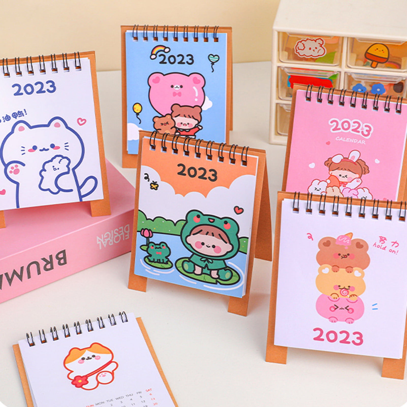GROFRY Cartoon Calendar Exquisite Patterns Adorable Compact Size ...
