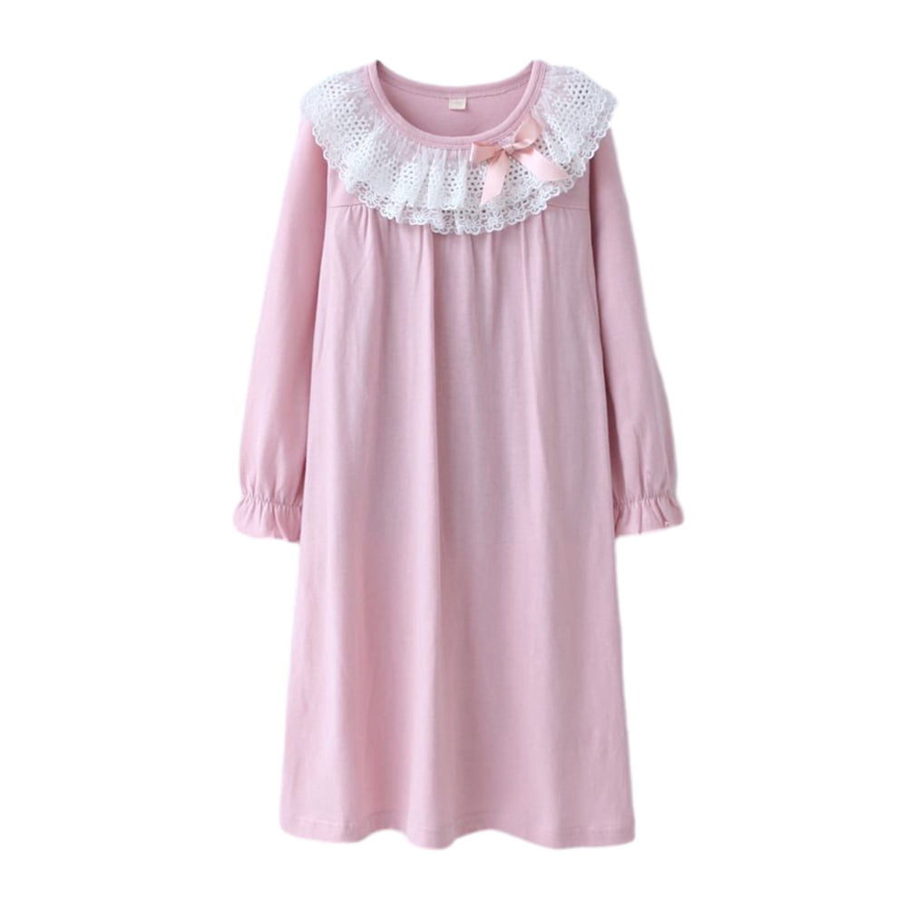 4-17T Teens Girls Princess Lace Nightgowns Long Sleeve Sleepwear Dress ...