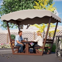 Outdoor Wood Picnic Table Set with Removable Canopy - Suitable for All ...