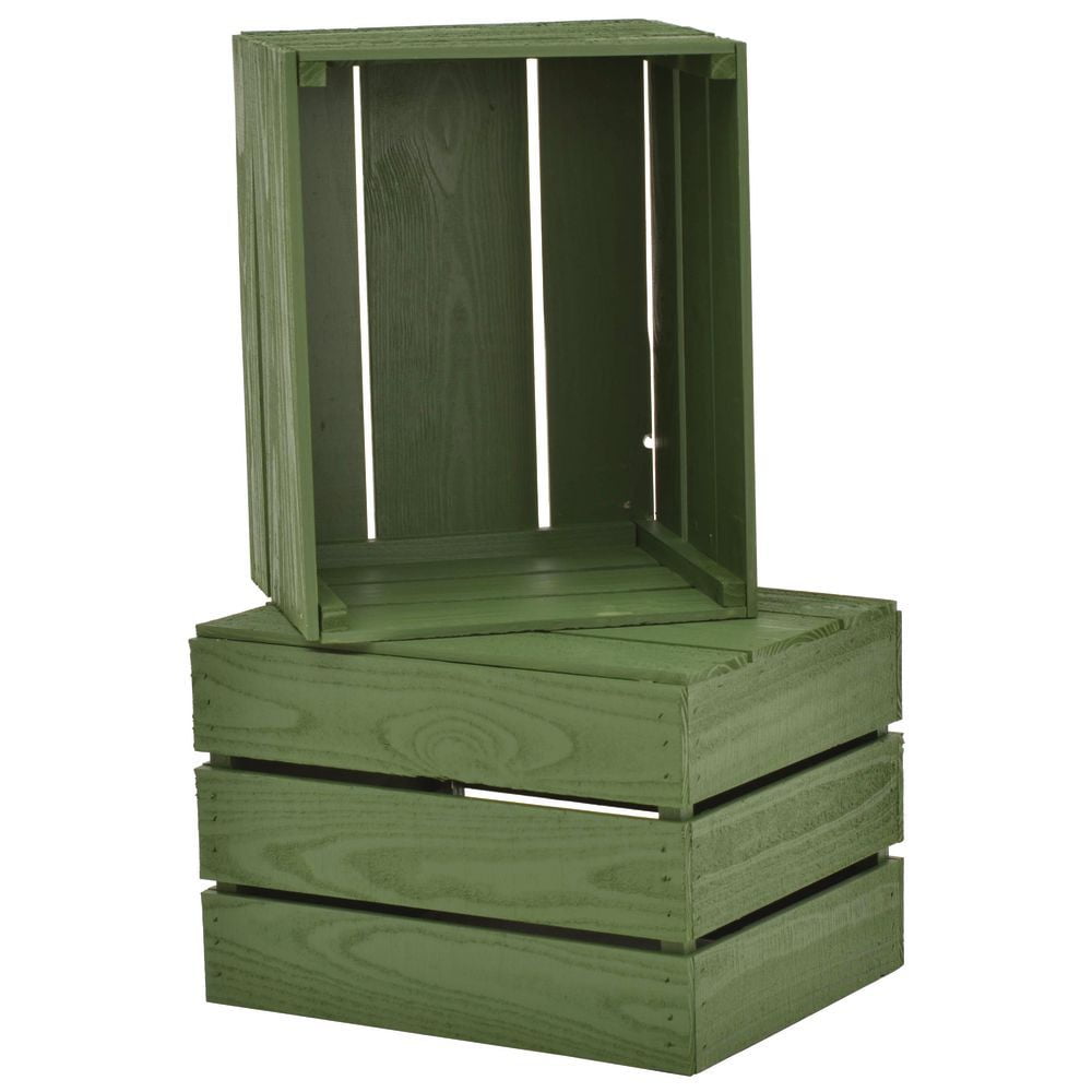 HUBERT® Crate Hunter Green Stained Wood Rectangular - 17 1/2 L x 14" W ...
