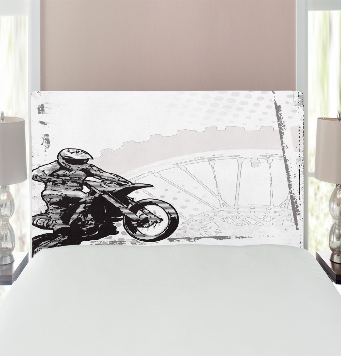 Motorcycle Headboard, Motocross Racer Image Grungy Background Poster ...