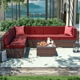 ECOPATIO Outdoor 7-Piece Patio Conversation Set, PE Rattan Wicker ...