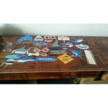 60 Count Bulk Pack Shark Party Photo Booth Props - Walmart.com