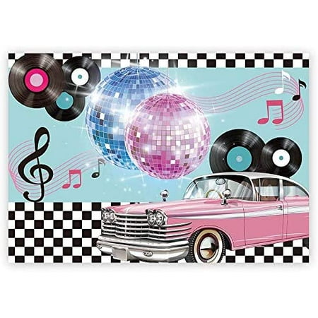 YOITEA 7x5ft 50s Retro Rock N Roll Diner Party Backdrop Car Sock Hop ...