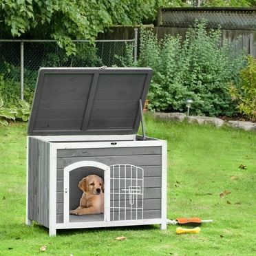 Pawhut Wooden Large Dog House, Perfect for the Porch or Deck and ...